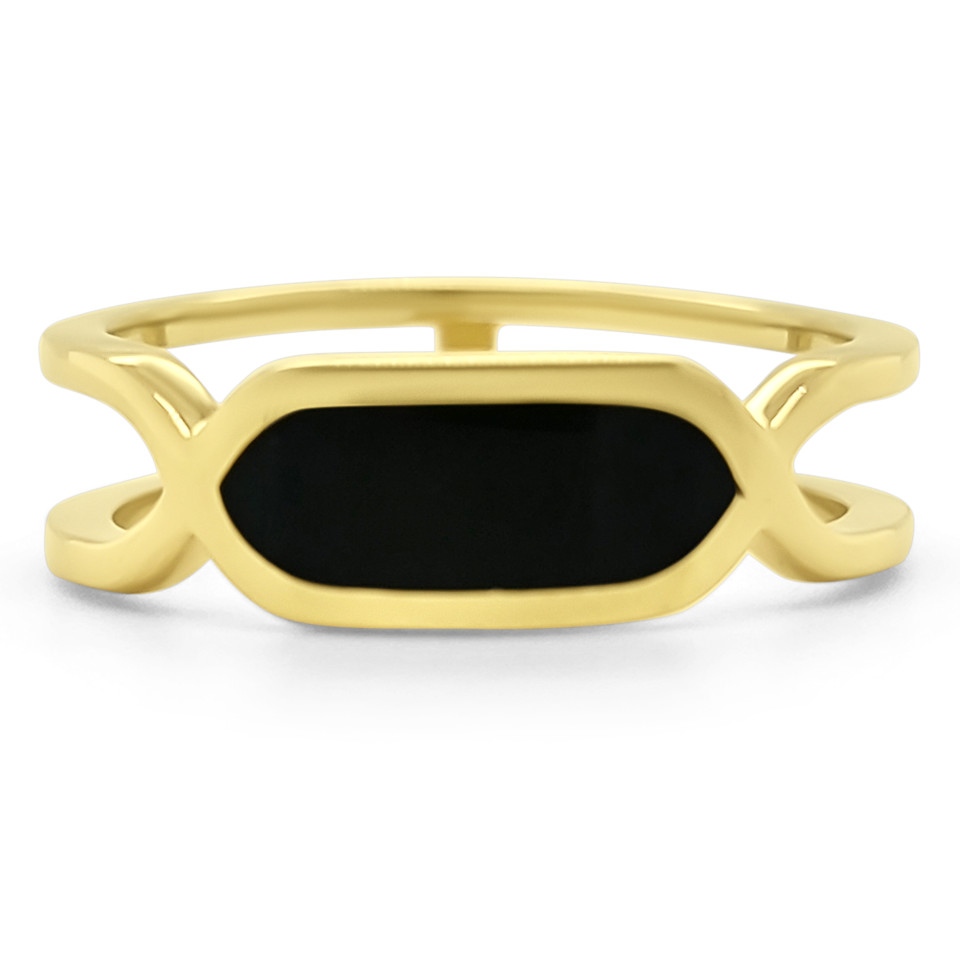 Inel Argint placat cu aur 14K si Onix - Babilonya